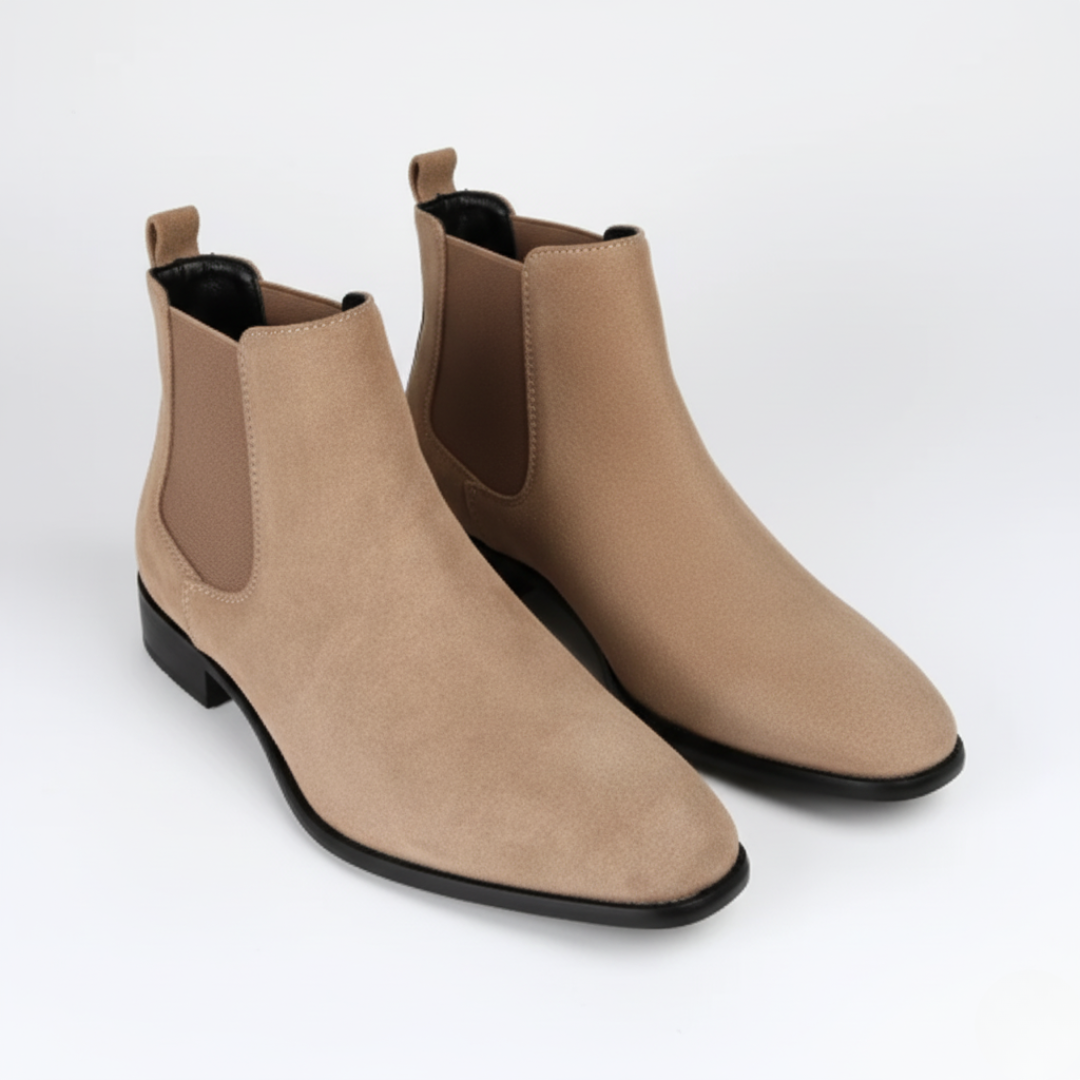 Chelsea Boots Women Beige Ankle Elastic Panel Flat – FJØRNA