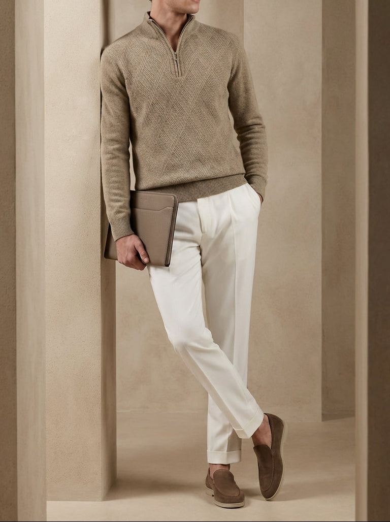 Men’s Half High Collar Zipper Sweater – FJØRNA